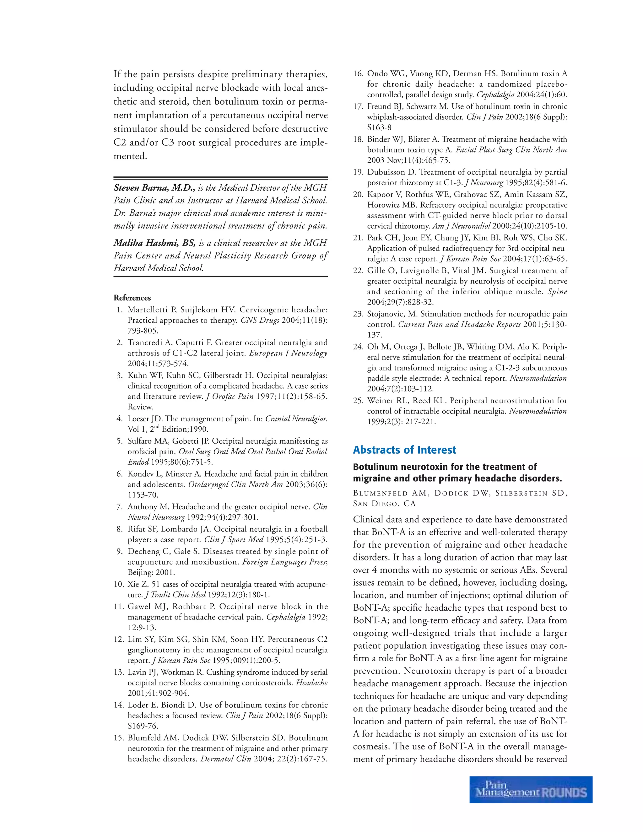 Occipitalneuralgia | PDF