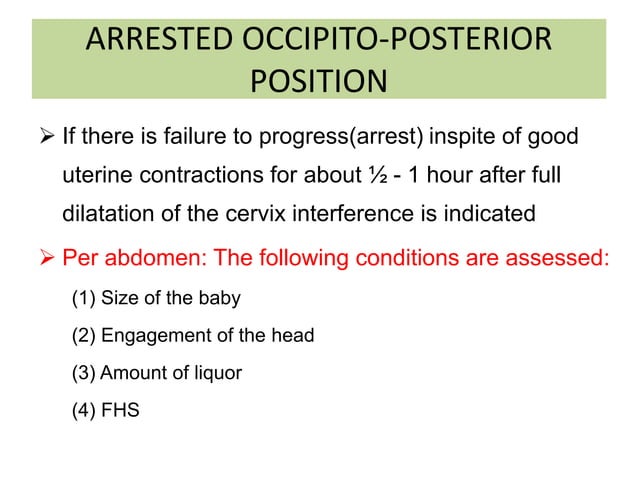 Occipito posterior position | PPTX | Pregnancy | Reproductive Health