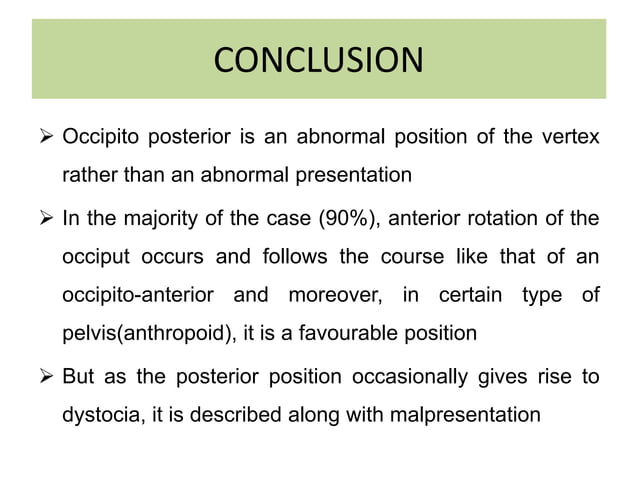 Occipito posterior position | PPTX | Pregnancy | Reproductive Health