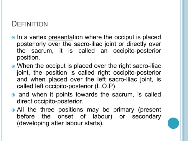 Occipito posterior position | PPT