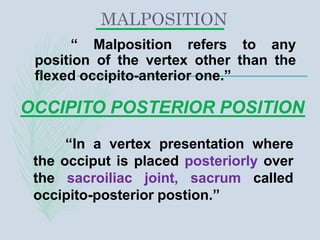 Occipito posterior position | PPTX