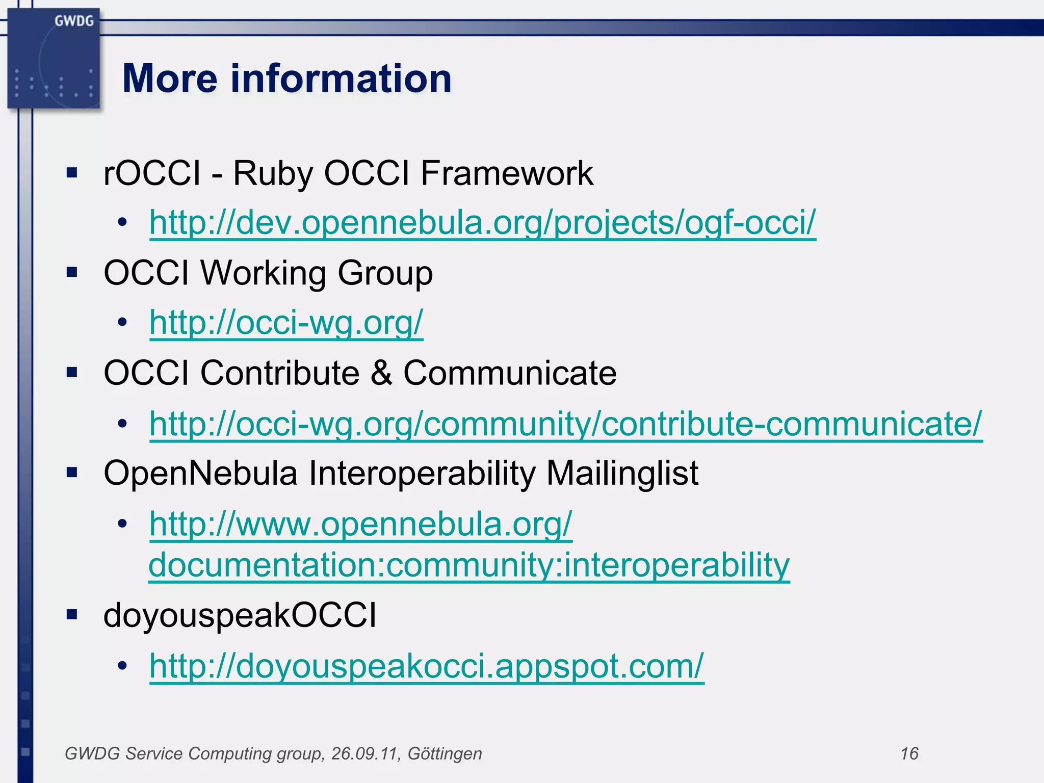 rOCCI : An overview of the Ruby OCCI Framework | PPT