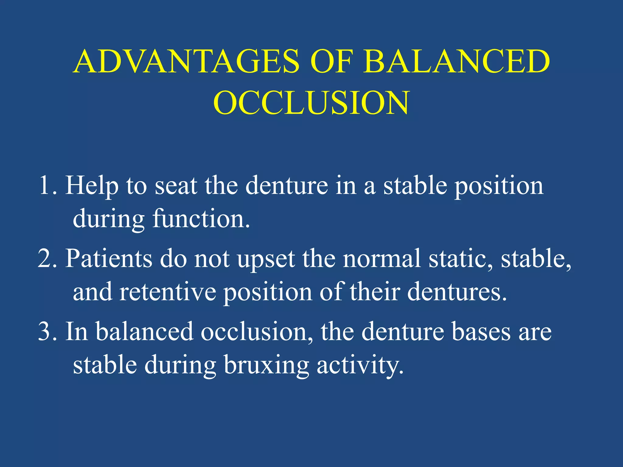Occluion in prosthodontics lec 16 04-'13 | PPTX