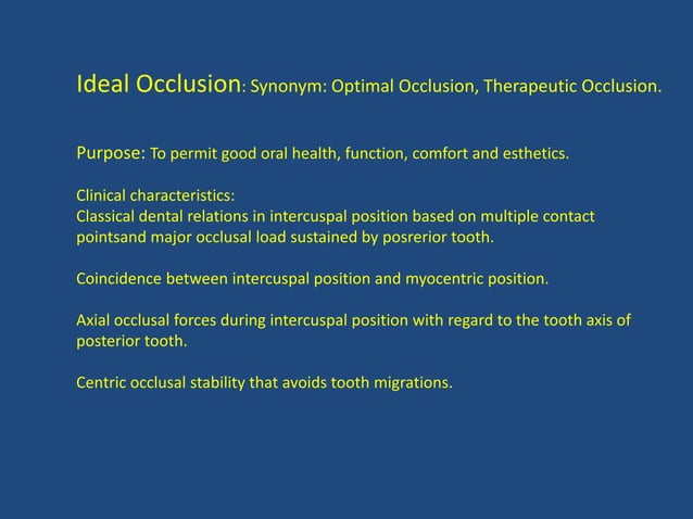 Occluion in prosthodontics lec 16 04-'13 | PPTX | Dental Health | Diseases and Conditions