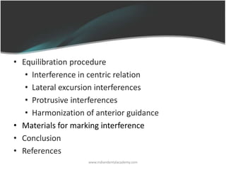Occlusal equilibration./ orthodontic seminars | PPTX
