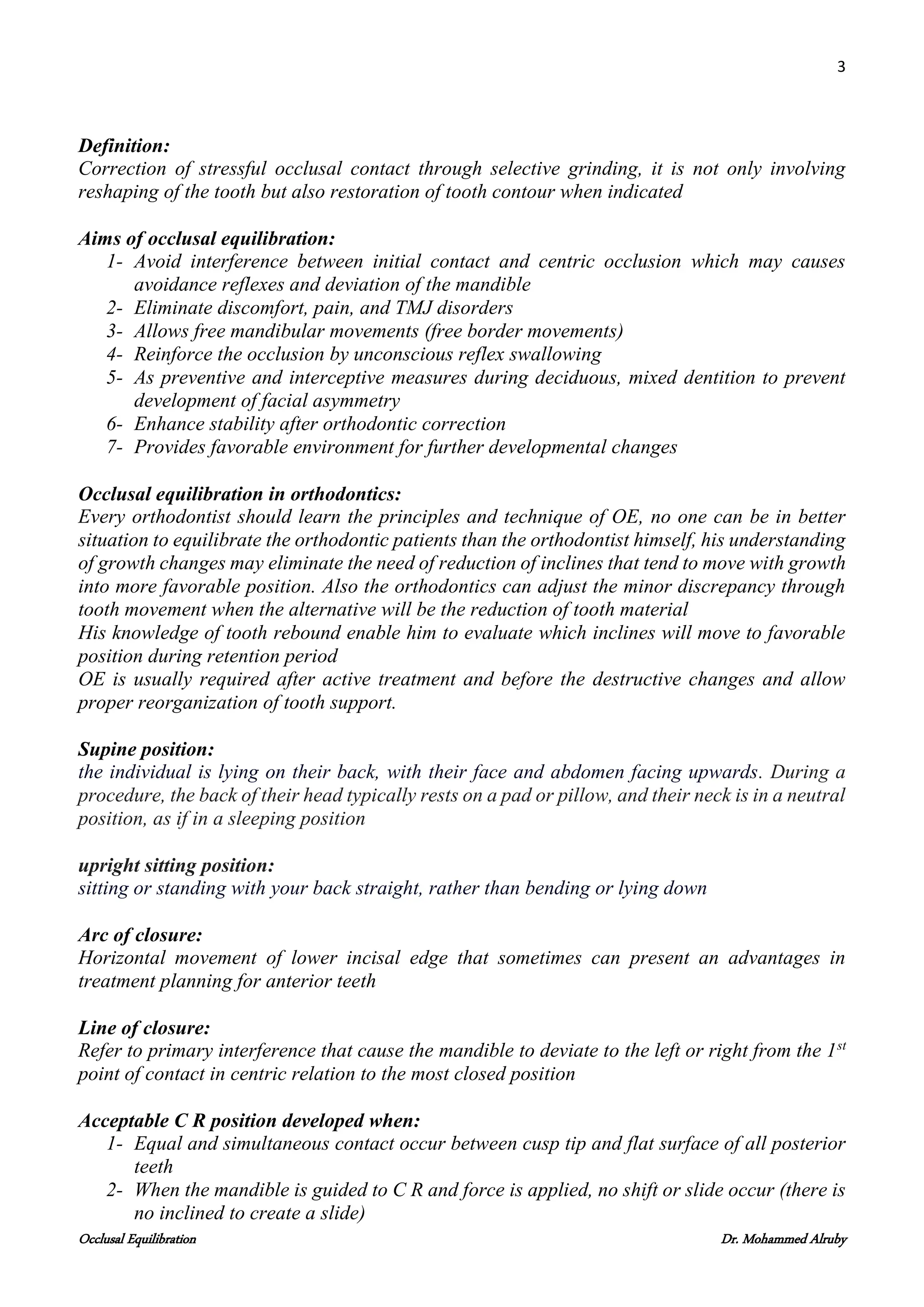 Occlusal Equilibration in orthodontics.. | PDF