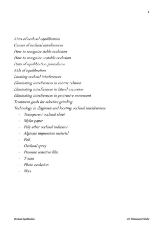 Occlusal Equilibration in orthodontics.. | PDF