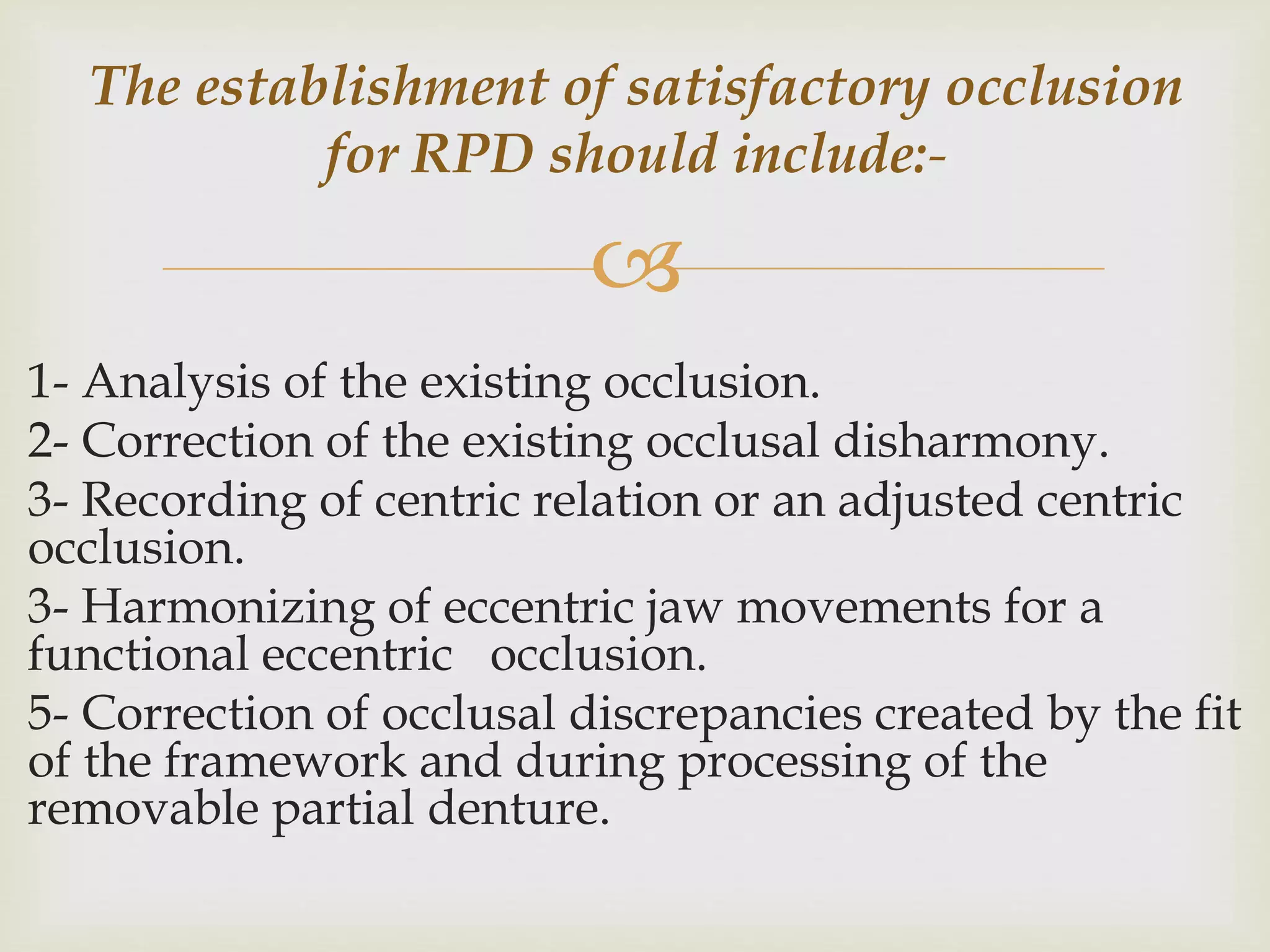 Occlusal relationship for removable partial denture | PPTX