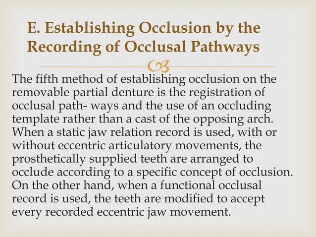 Occlusal relationship for removable partial denture | PPTX | Dental ...
