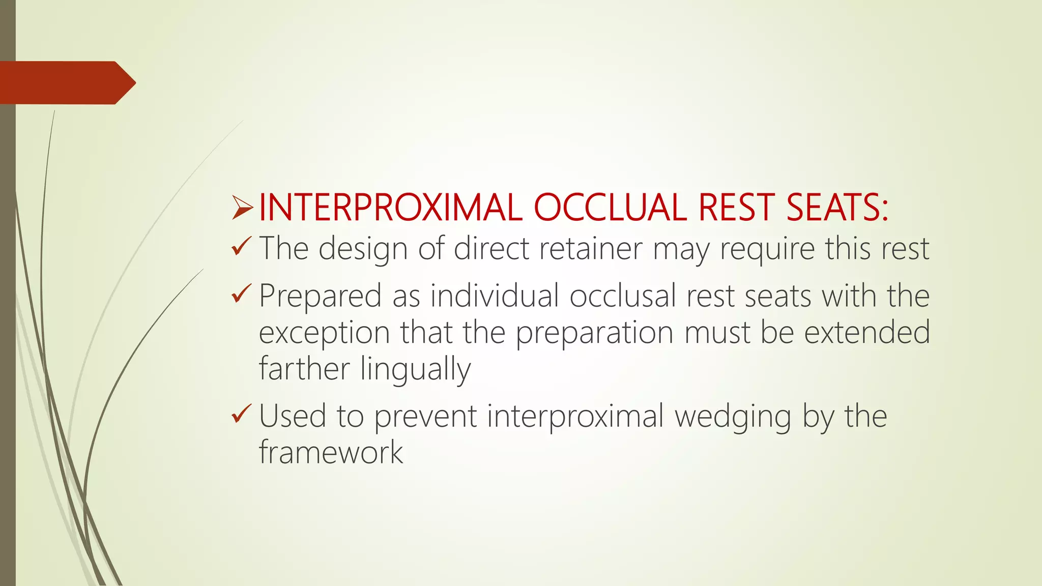overview of occlusal rests and rest seats | PPTX