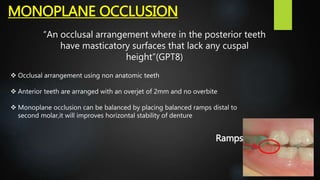 Occlusal schemes in complete denture | PPTX