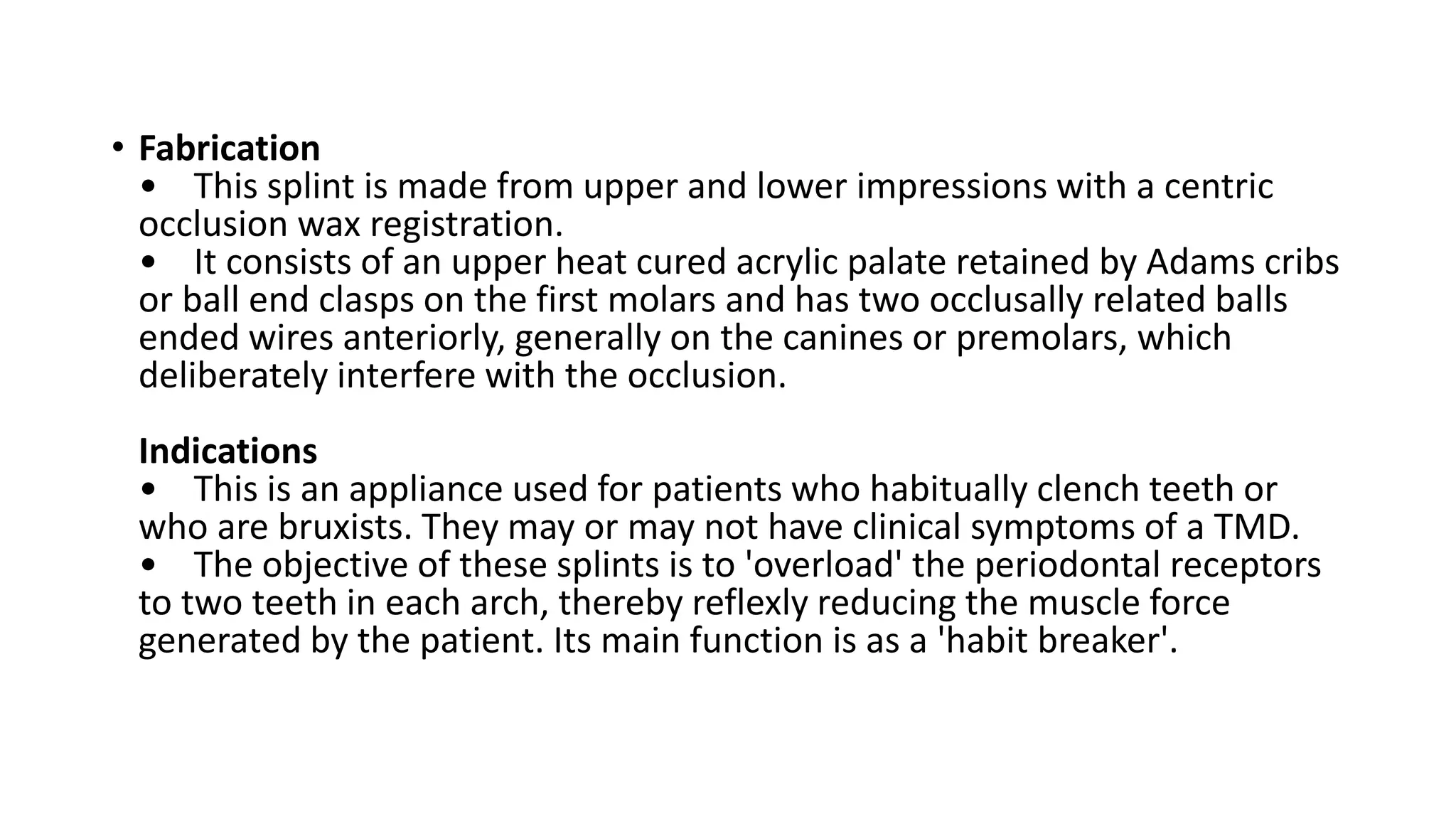 Occlusal splints | PPTX