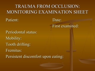 Occlusion in Periodontics | PPT