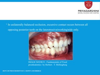 Occlusion of fixed bridges and crowns dentistry | PPTX