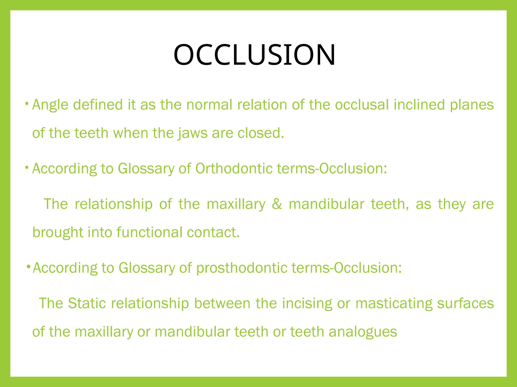 Occlusion – Basic concepts presentation | PPT