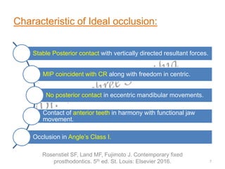 Occlusion in Fixed Dental Prosthesis | PPTX