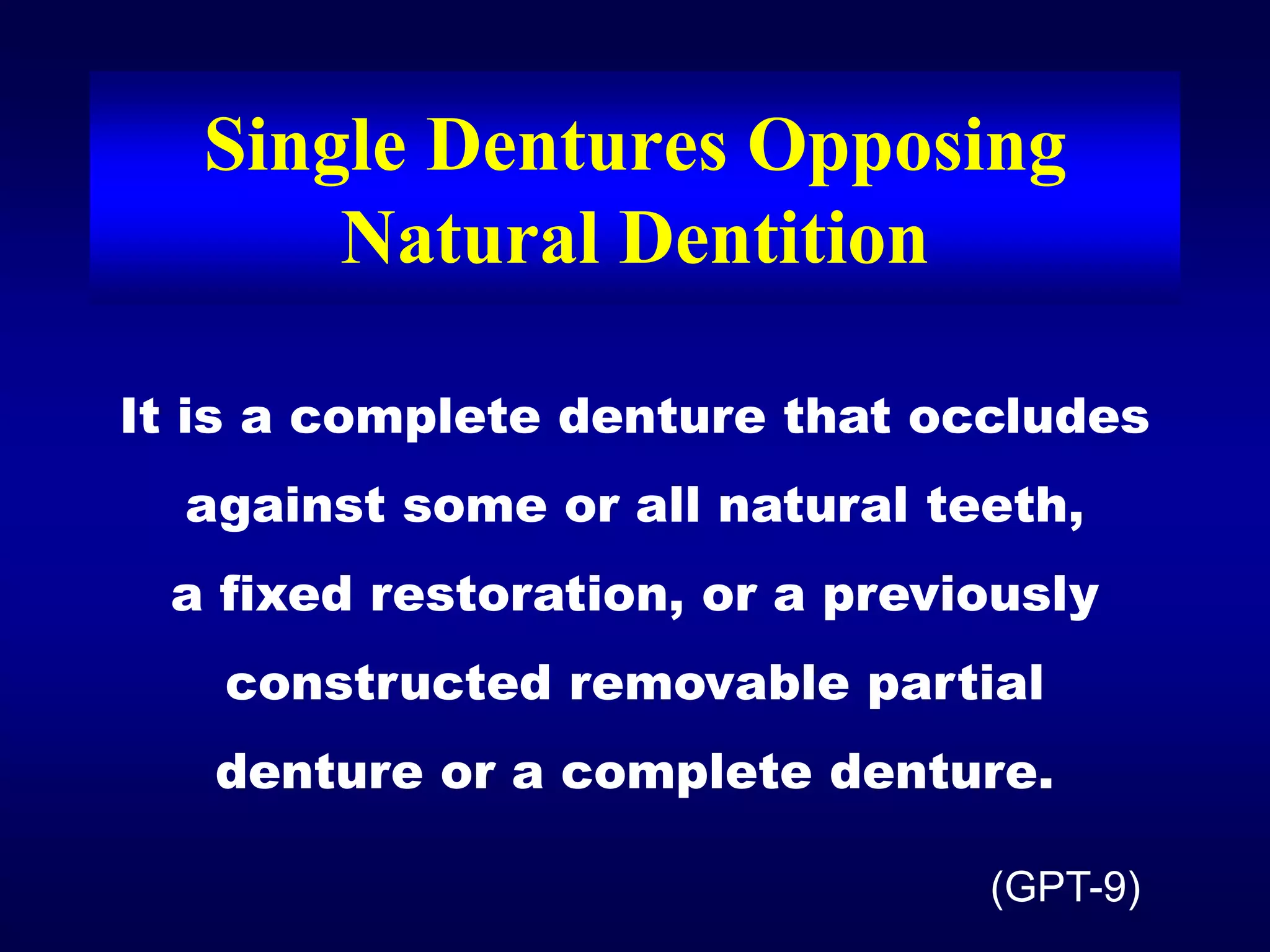 Occlusion of single denture (Management of Maxillary and Mandibular ...