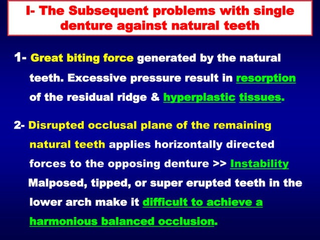 Occlusion of single denture (Management of Maxillary and Mandibular ...