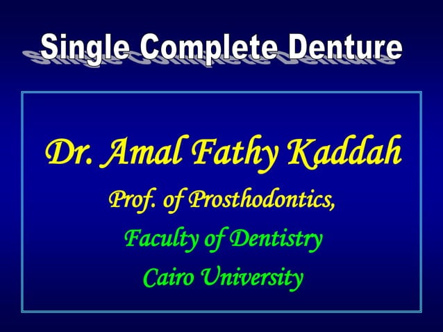 Occlusion of single denture (Management of Maxillary and Mandibular ...