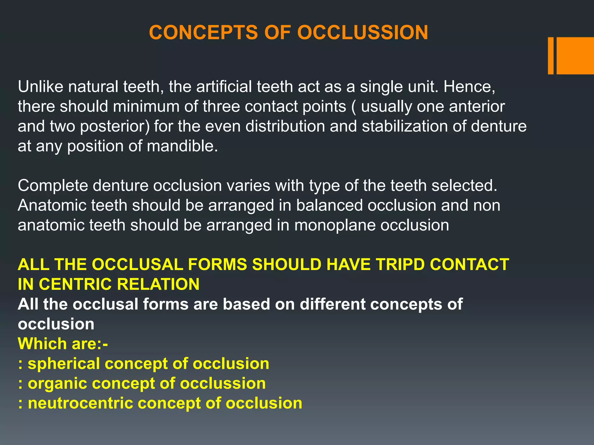 OCCLUSION IN COMPLETE DENTURES | PPTX