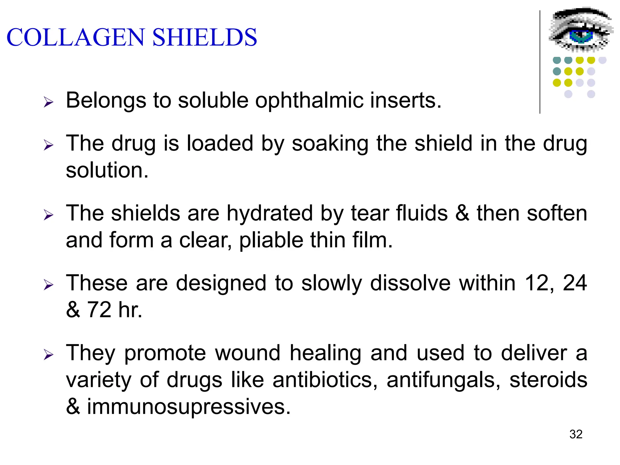 OCCULARDRUGDELIVERYSYSTEM Introduction Potential benefits ...