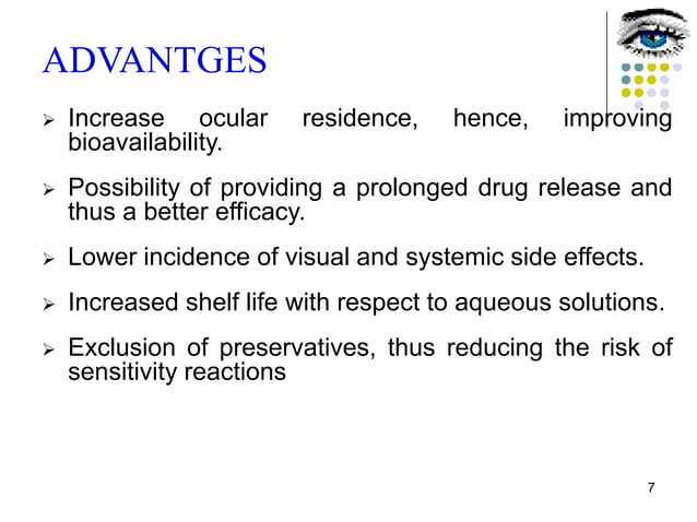 OCCULARDRUGDELIVERYSYSTEM Introduction Potential benefits ...