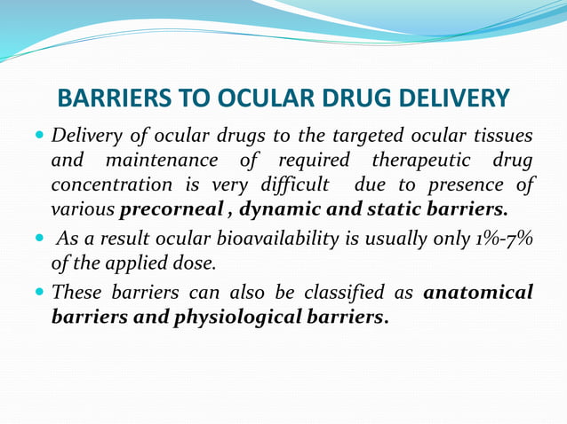 Occular drug delivery system ppt | PPTX | Eye and Vision Conditions | Diseases and Conditions