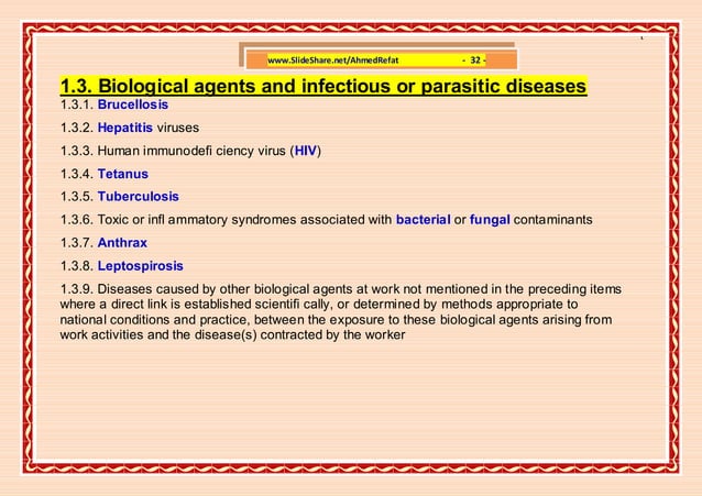Occupational Diseases International List