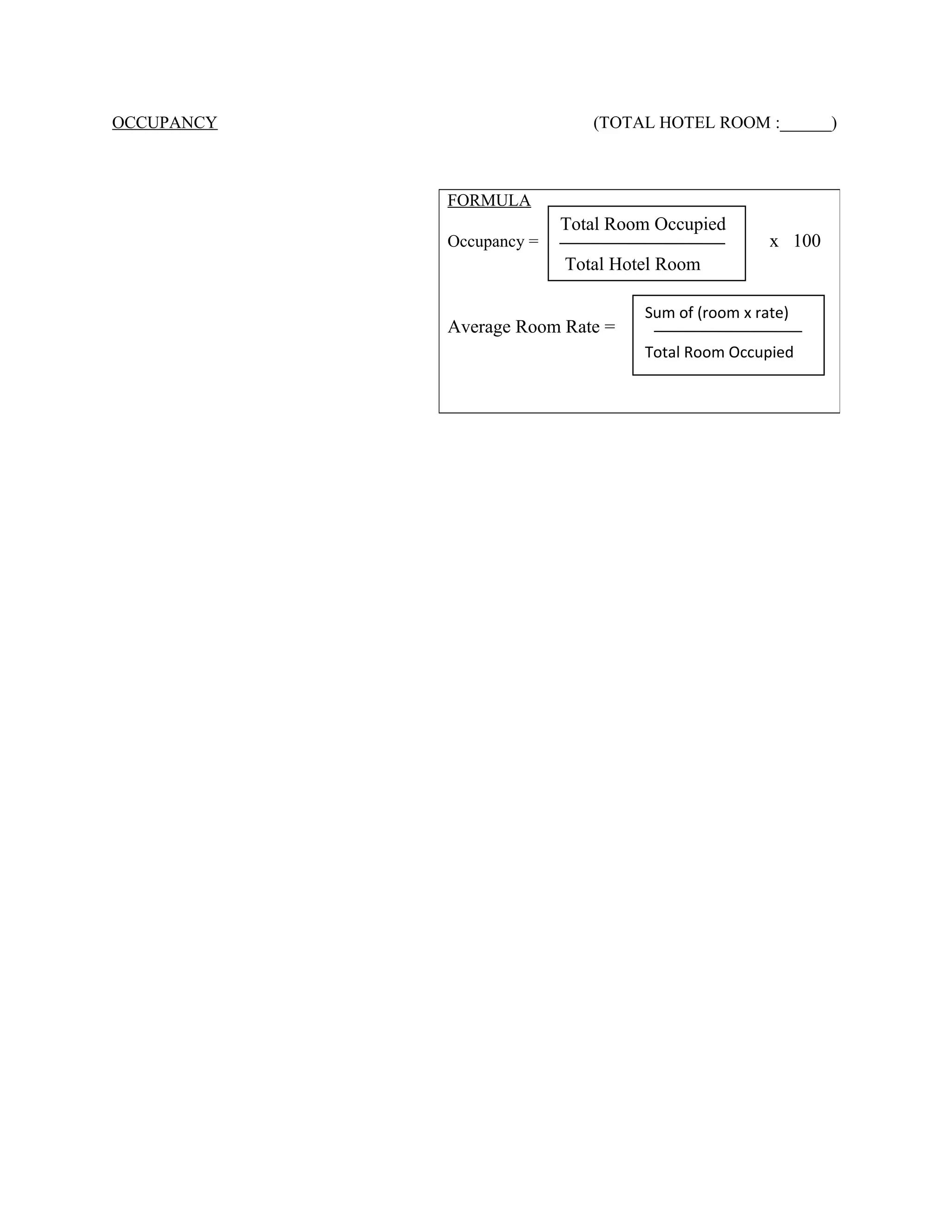 Occupancy calculation form | DOC