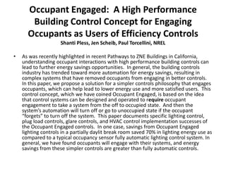 Occupant Engaged - A ZEB control concept for engaging occupants | PPTX