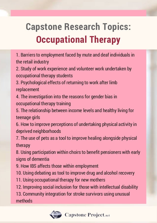 Occupational Therapy Capstone Project Ideas Occupational Therapy Capstone Project Ideas