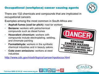 Reduce Cancer Risk at Work CANSA English | PPTX | Lung and Respiratory ...