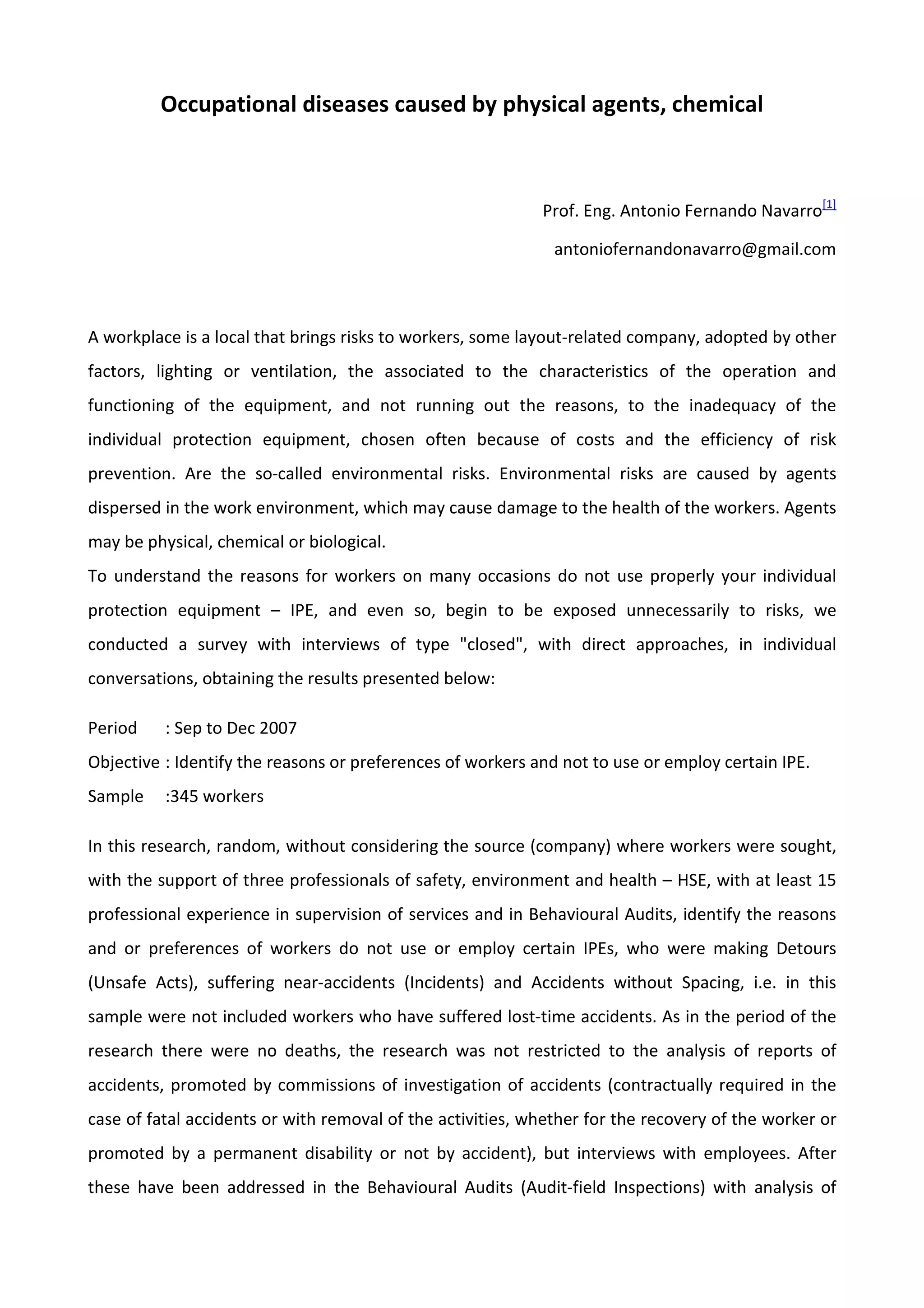 Occupational diseases caused by physical agents, chemical | PDF