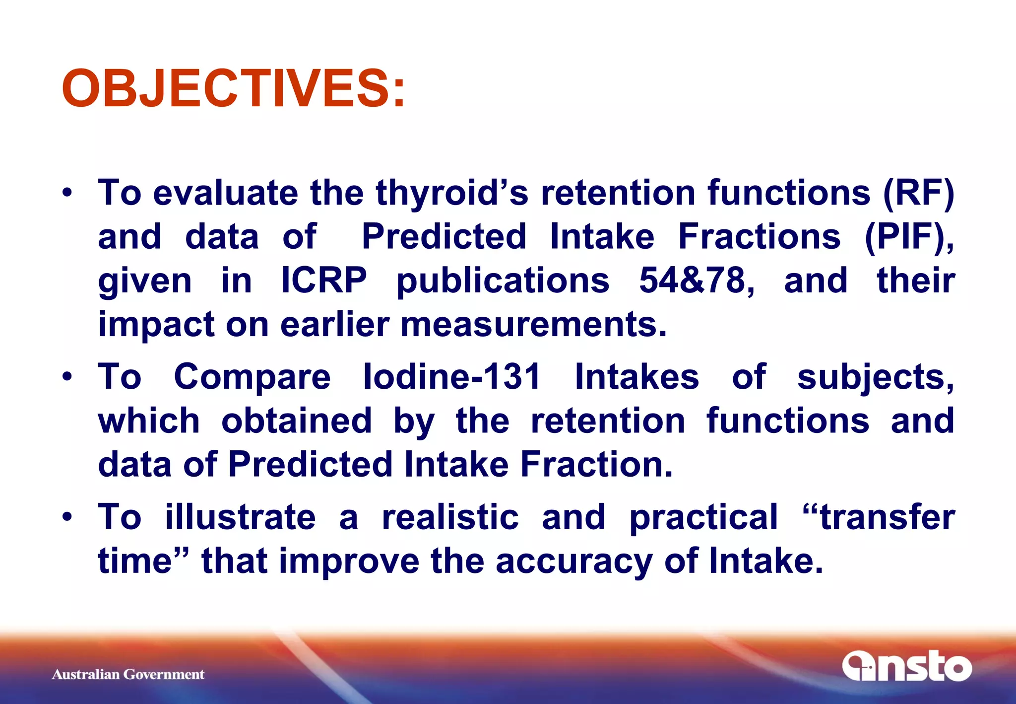 Occupational dose assessment of iodine intake at ansto meriaty | PDF