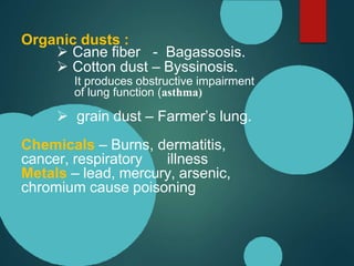 Occupational hazards and pulmonary disease | PPTX