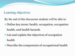 Occupational health | PPTX