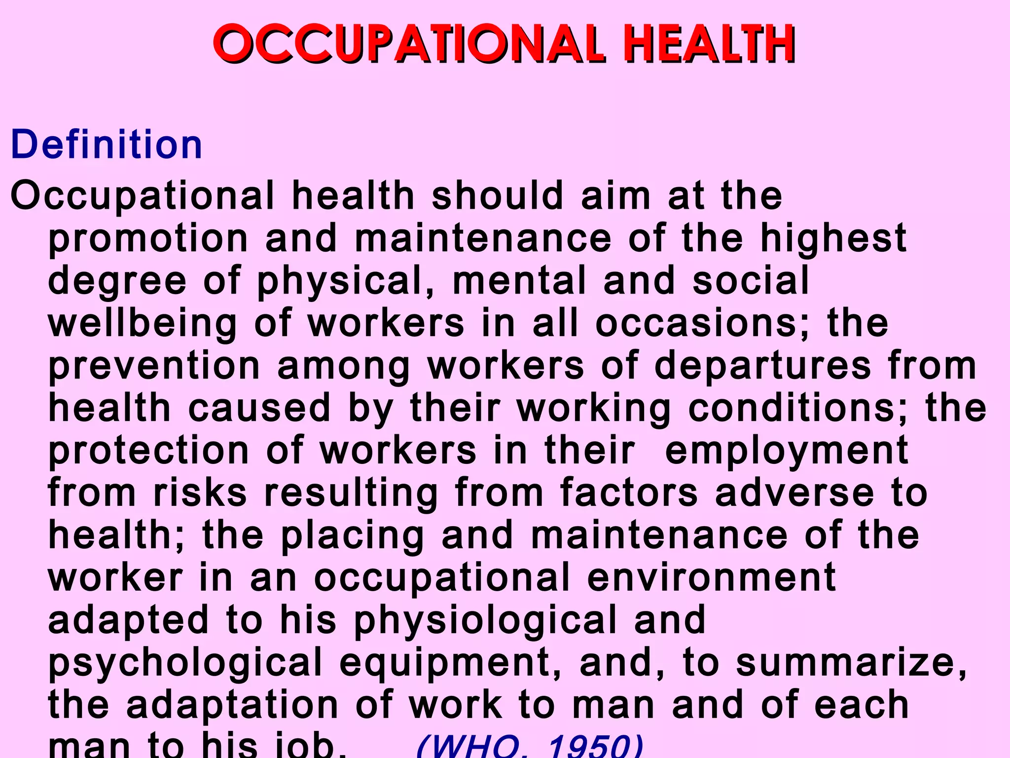 Occupational health | PPT | Eye and Vision Conditions | Diseases and ...