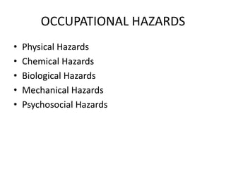 Occupational Health , Occupational health Hazards | PPTX