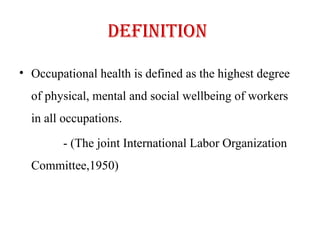 OCCUPATIONAL HEALTH.pptx community health | PPTX
