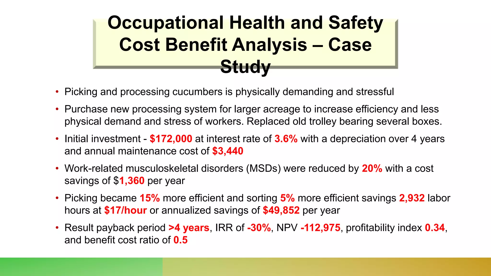 Occupational Health and Safety Cost Benefit analysis | PPTX