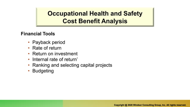 Occupational Health and Safety Cost Benefit analysis | PPTX