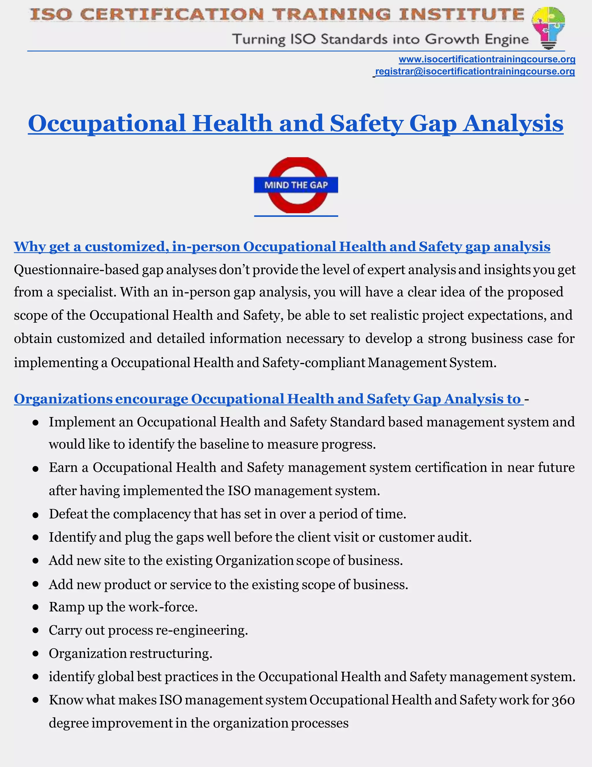 Gap Analysis | Occupational Health and Safety | By Industry Experts | PPTX