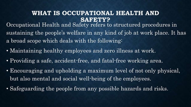 Occupational health and safety grade 7.pptx | Injuries | Diseases and ...
