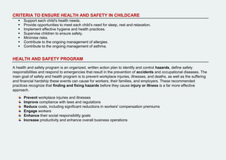 Occupational Health And Safety in Childcare-presentation prepared by ...