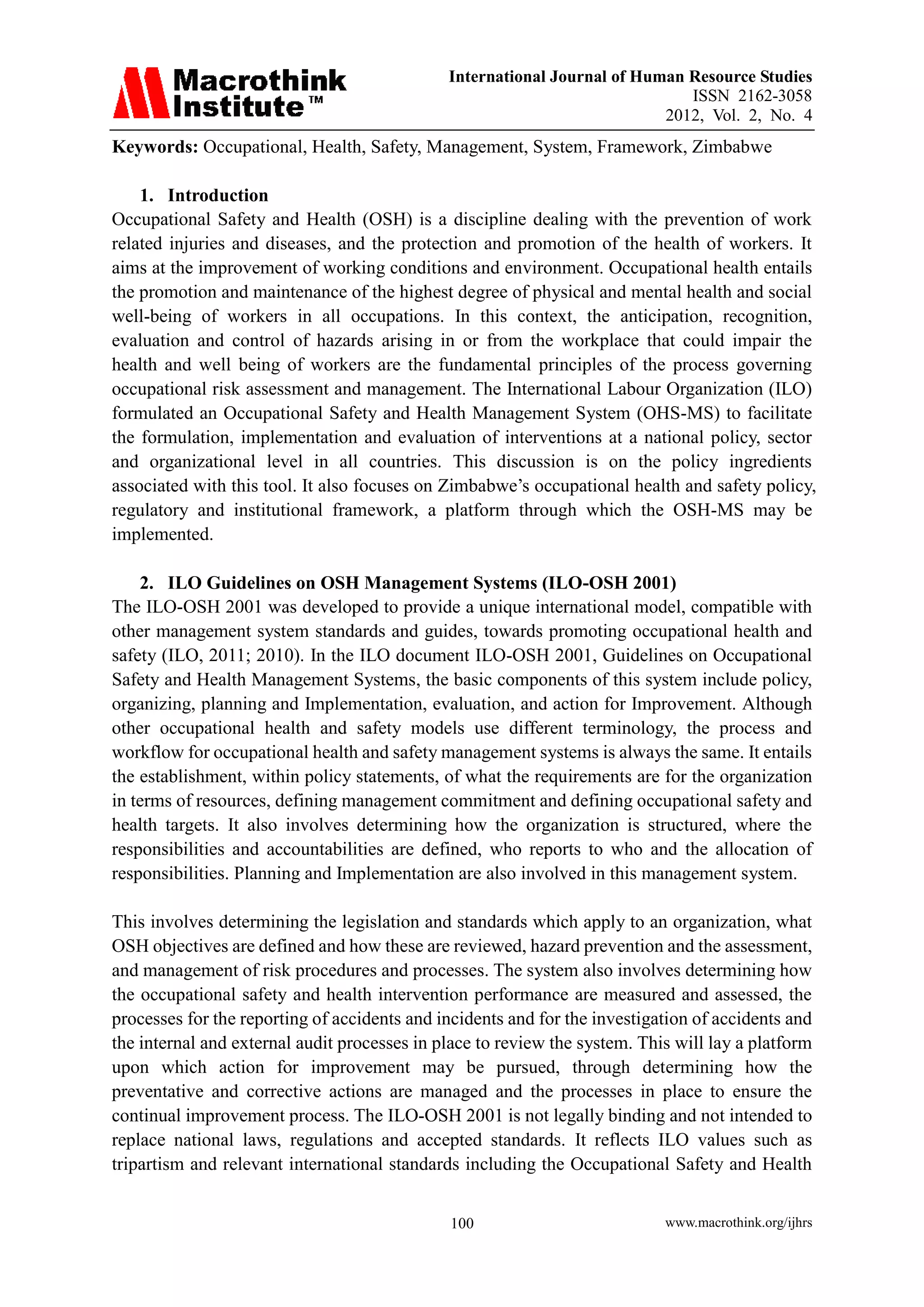 Occupational health and safety management systems | PDF