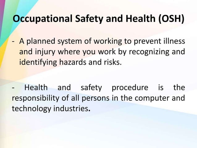 Occupational health and safety (ohs) policy | PPTX | First Aid | Injuries