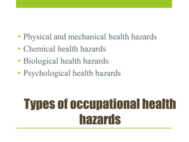 Occupational health hazards | PPT