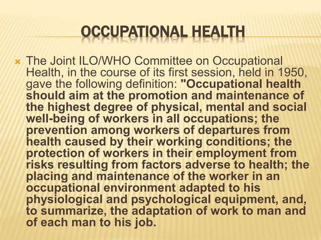 Occupational Health Lecture | PPT