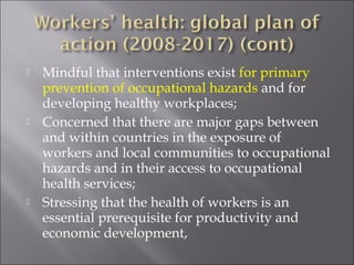 Occupational health program structure, benefit, background ...