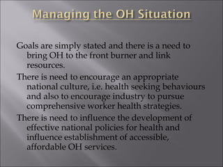 Occupational health program structure, benefit, background ...